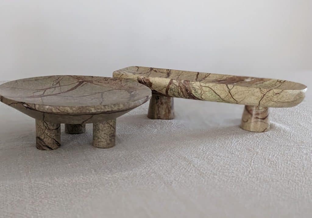 Forest Green Round Footed Plate - Stone Homewares by Stone Design and Co