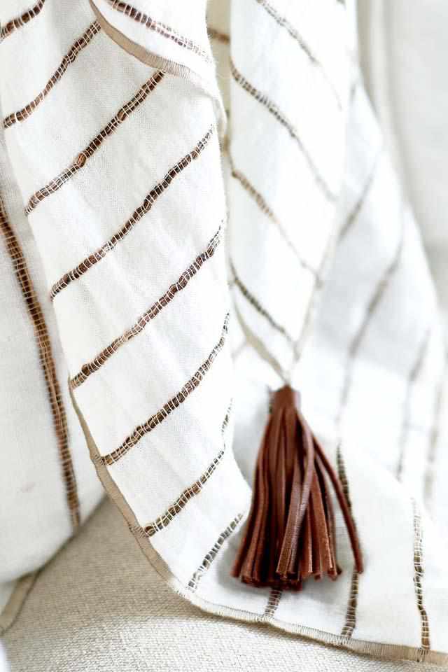 Rock Pool Linen Throw - White/Natural Stripe - SD&CO
